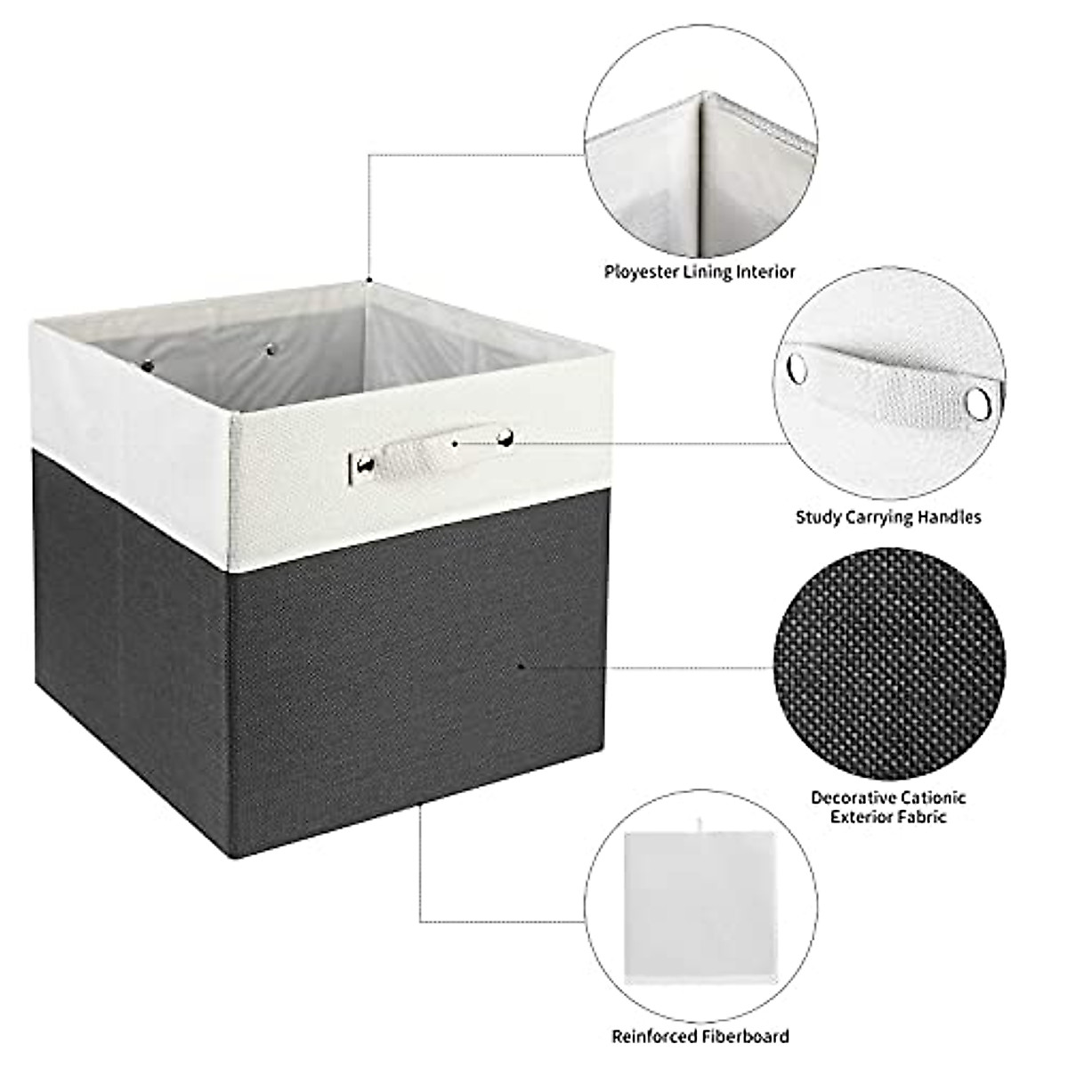 Awekris Foldable Storage Bin Basket Set [3-Pack] Cube Bins Fabric Storage Basket [3-Pack] 13x13x13 inch Collapsible Storage Box Organizer with Handles for Cubby Shelf Nursery Home Closet Large