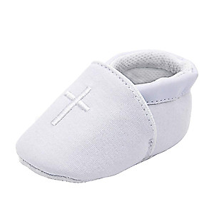Baby Boys Soft Cross Baptism Christening Shoes Premium Sole Infant/Toddler Sneaker, 6-12 Months White-a