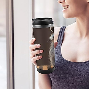 RTFGHJS 13oz Vacuum Insulated Stainless Steel Tumbler with Leakproof Lid Cute Raccoon 304 Stainless Steel Travel Mug Wide Mouth Coffee Cup for Hot & Cold Drinks (380ml)