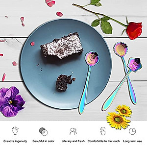 Flower Spoon Set, niceEshop Stainless Steel Teaspoon Colorful Coffee Spoon Tea Spoon Mixing Spoon Sugar Spoon, Set of 8, Rainbow