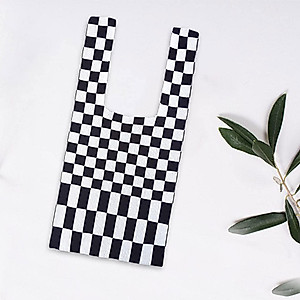 Colcolo Woven Big Bags women Shoulder Bags Soft Ladies Girl Handbags Casual Pattern Handbags, Black White