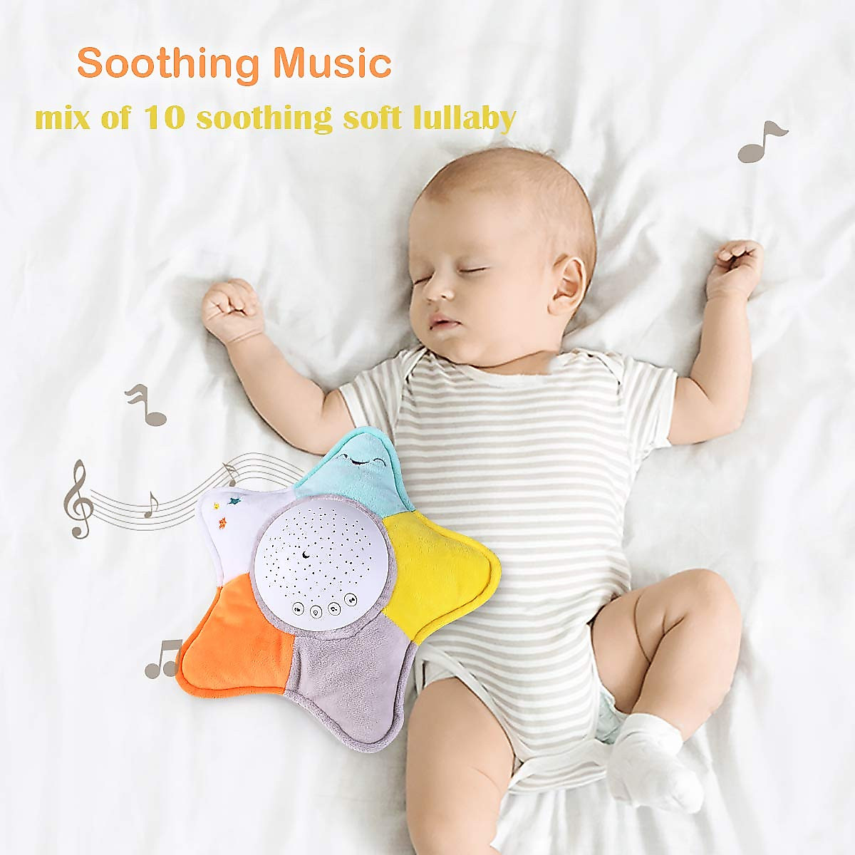Baby Sleep Soother, Soothing Sound Machine Soft Star Style with Projector＆Light Music, Sleep Toys Gift for Newborn Baby, Woodland Baby Shower for 0+ Boys or Girls