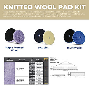 Wool Buffing Pad for Standard Duty Orbital (1 Pack, 6.25”), Premium Polishing Pads - Car Polishing Kit with Reduced Lint and Top Retention - Dense Foam Polisher Car Buffer Pads