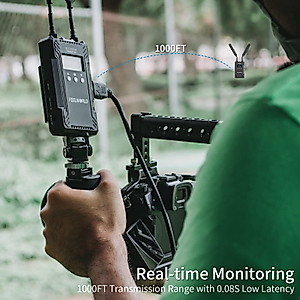 FEELWORLD W1000H Wireless HDMI Video Transmission System Include Transmitter Receiver 1000FT Transmission Range 0.08S Low Latency Full Duplex Intercom Live Streaming