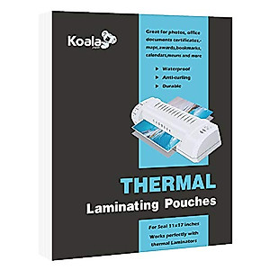 Koala Hot Thermal Laminating Pouches 3 mil 11.5x17.5 Inches Laminating Sheets for Seal 11x17 Inches Photos and Documents 55 Sheets for Extra Protection