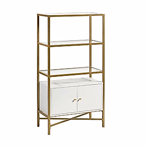 Sauder Harper Heights Bookcase with Doors, White Finish