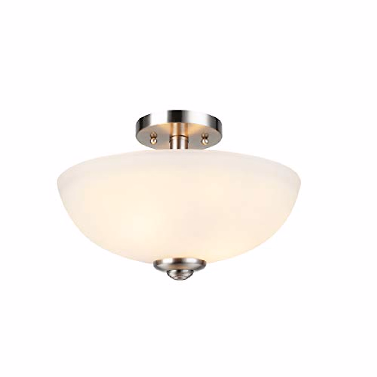 Globe Electric 61025 Vienna 2-Light Semi-Flush Mount, Brushed Nickel, Frosted Glass Shade