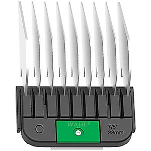 WAHL Professional Animal Stainless Steel Attachment Guide Comb Detachable Blade Pet Clippers - #C, 7/8 Inch Cut Length (3377-100), Green