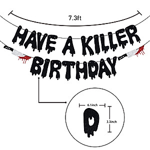 Glitter Have a Killer Birthday Banner - Halloween Birthday Banner - Horror Movie Party, Halloween Zombie Vampire Party Decoration Supplies