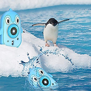 IPS Screen with Silicone Cover Cartoon Children Digital Camera, Children Camera, Portable for Boys Girls(Blue)