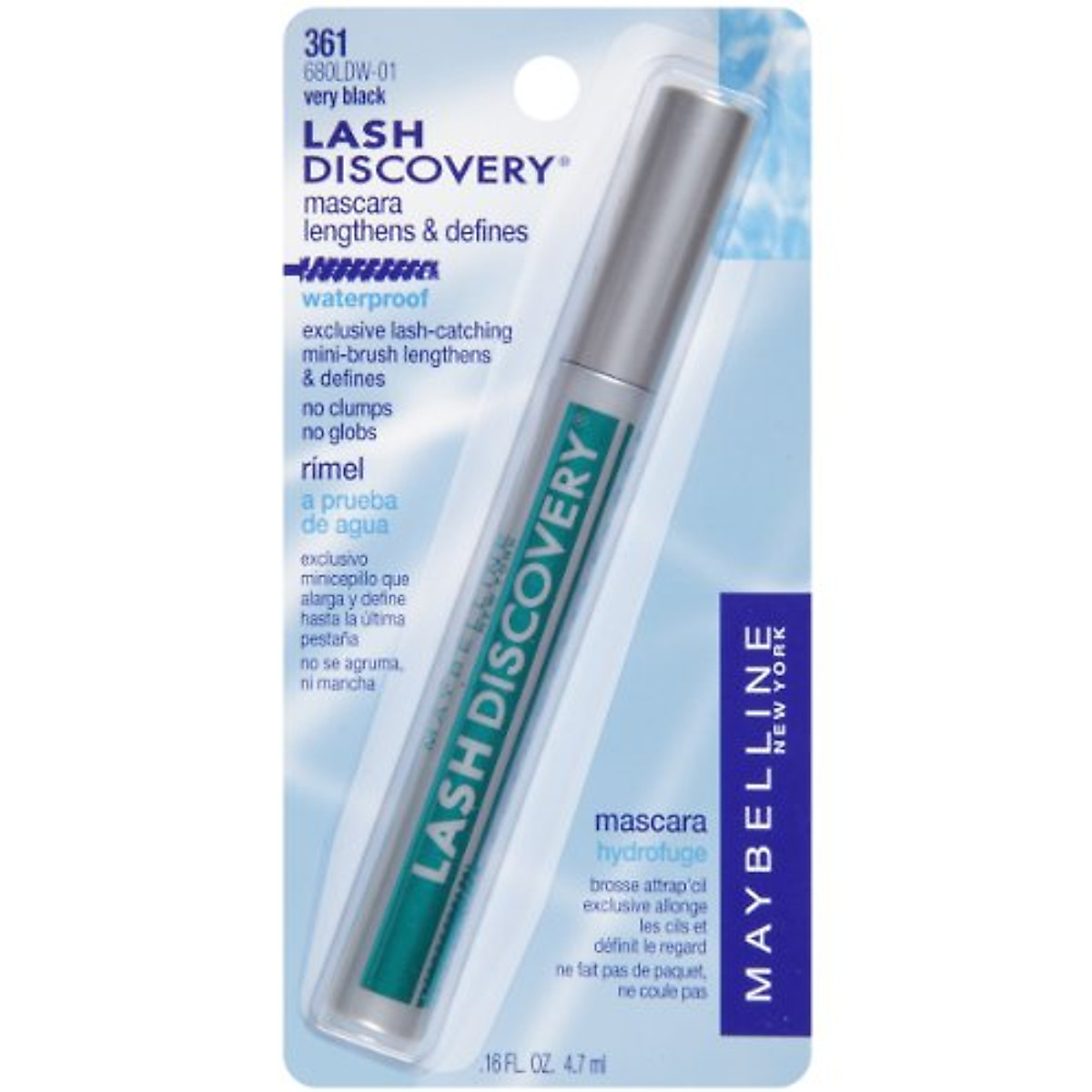 Maybelline New York Lash Discovery Waterproof Mascara, Very Black 361, 0.16 Fluid Ounce