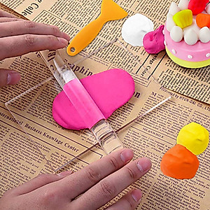 Acrylic Clay Roller with Acrylic Sheet Backing Board Assisted Shovel Rubber Clay Tools/Moulds Acrylic Ultra-Light Clay Hand-Made DIY Tool Materials 3+ Years Old