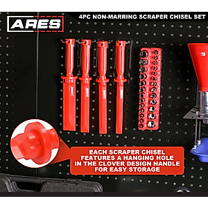 ARES 10083 – 4-Piece Non-Marring Scraper Chisel Set – Thermoplastic Construction Resists Flexing and Breaking – Safely Removes Debris, Adhesives, Film, Deposits and More from a Variety of Surfaces