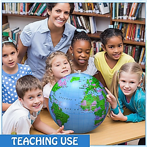 Pangda 2 Pack Inflatable Globe Blow up World Globe Beach Ball Globe for Party Bags, PVC Material (Blue,16 Inch)