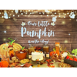 Mocsicka Pumpkin Baby Shower Backdrop Our Little Pumpkin is on The Way Rustic Wood Background Autumn Boy Girl Baby Shower Party Decor Banner Fall Baby Shower Backdrops (7x5ft)
