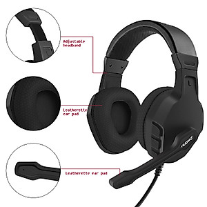 NUBWO U3 Gaming Headset with Mic for PC, PS4, PS5, Xbox 1, Mac, Switch, Wired Over-Ear Gaming Headphones with Mic Clear Call, Lightweight & in-Line Control-Black