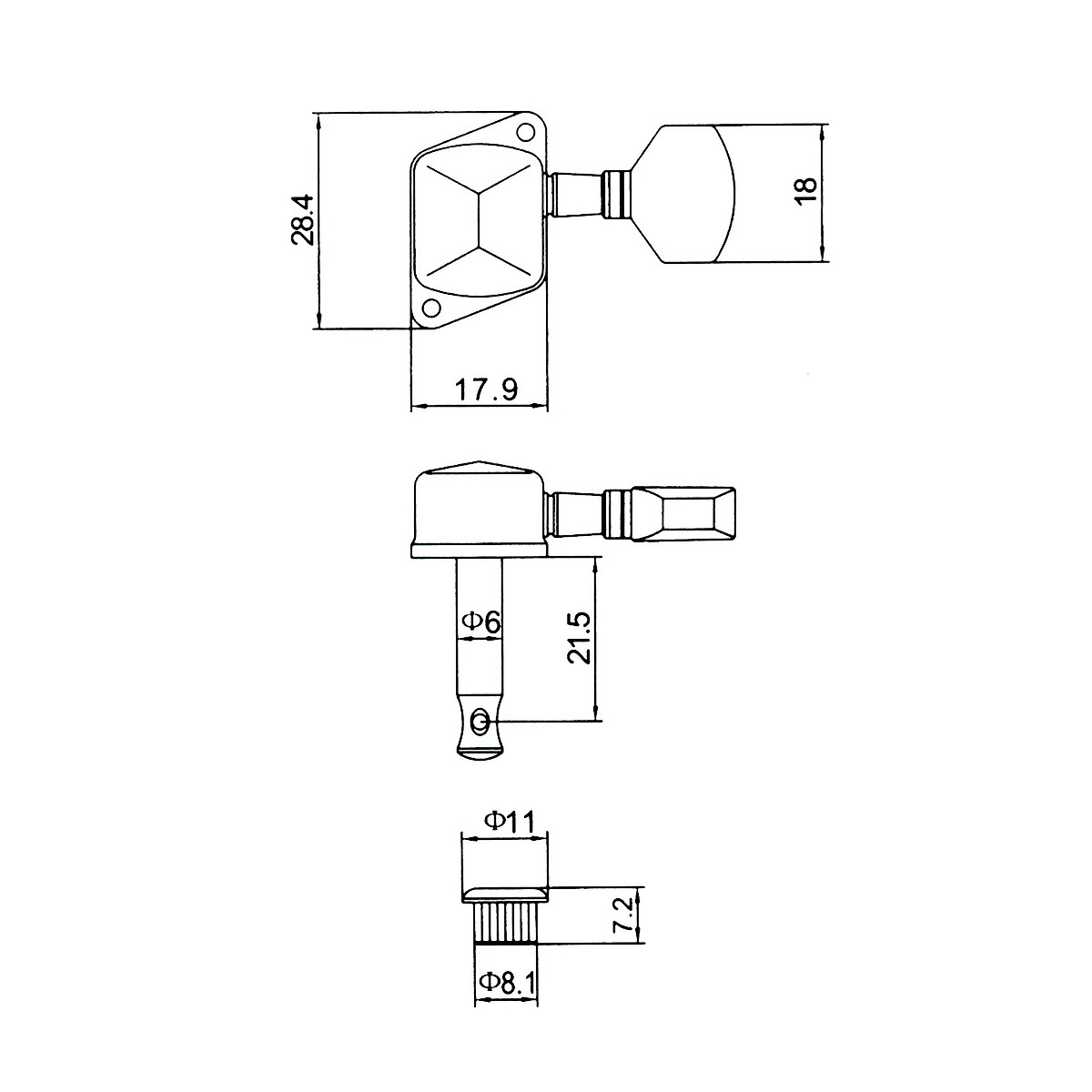 Holmer Guitar String Tuning Pegs Semiclosed Machine Heads Tuners Tuning Keys 3 Left 3 Right for Acoustic Guitar or Electric Guitar Black.
