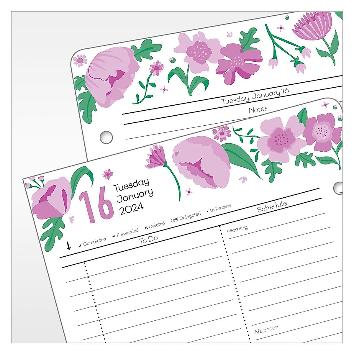 FranklinCovey - Flora Two Page Per Day Ring-Bound Planner (Classic, Jan 2024 - Dec 2024)