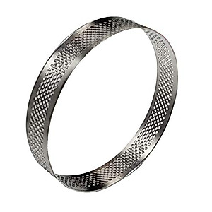GARNECK Stainless Steel Tart Ring Cake Mousse Ring Round Cake Molds Cake Rings Perforated Cutter Round for Home Kitchen Bakeware 15CM
