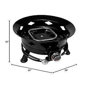 Flame King Smokeless Propane Fire Pit, 24-inch Portable Firebowl, 58K BTU with Self Igniter, Cover, & Carry Straps for RV, Camping, & Outdoor Living