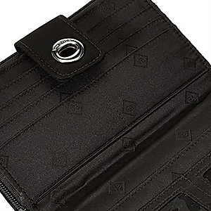 Vera Bradley Women's Microfiber Turnlock Wallet With RFID Protection, True Black, One Size
