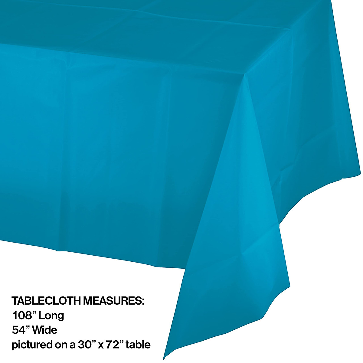 Creative Converting TABLECOVER PL 54" X 108" Plain Turquoise Blue Plastic Tablecloth, One Size