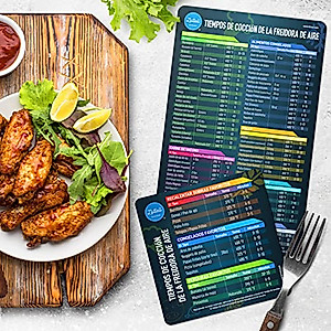 Air Fryer Magnetic Cheat Sheet Set, Air Fryer Accessories Cook Times, Airfryer Accessory Magnet Sheet Quick Reference Guide for Cooking and Frying (Spanish)