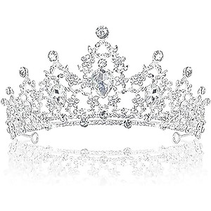 TOCESS Silver Crown for Women Crystal Tiara for Girls Rhinestone Queen Princess Crown for Bridal Wedding Prom Costume Party Quinceanera Hair Accessories, Ideal Gift for Women (Silver)
