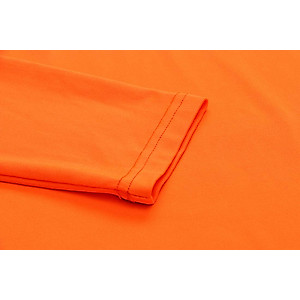 Red Plume Men's Cool Dry Fit Long Sleeve Compression Shirts, Active Sports Athletic Workout Shirt, Sports Base Layer T-Shirt (ORANGE, Medium)