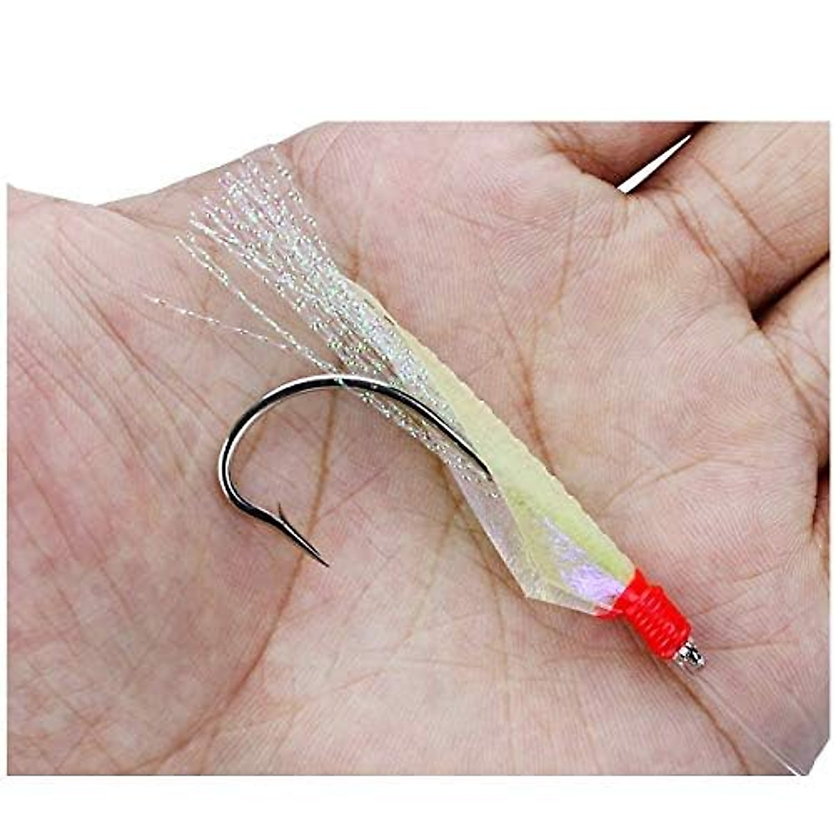 OriGlam Luminous Fishing Rigs with Real Fish Skin, Glow Beads & High Carbon Hooks for Fresh/Saltwater