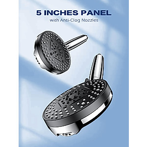 High Pressure Filtered Shower Head, 5" Large, Extra Long 70" SS Hose,10-mode Detachable Shower Head Filter for Hard Water, Handheld Shower Head for Bathroom, Anti-clog&Power Wash to Clean Tile & Pets