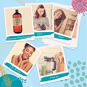 Naissance Fractionated Coconut Oil 32 fl oz - Pure Natural, Vegan, Non GMO, Hexane Free, Cruelty Free - Moisturizing & Hydrating - Ideal for Aromatherapy, Massage and DIY Beauty Recipes