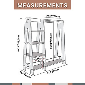 Sweet Home from wood Children’s Wardrobe - Wooden Clothes Rack with Hanging Rail & Display Shelf for Children - DIY Dressing Furniture, Open Closet for Kids, Easy to Assemble (White)