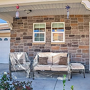4 Pcs Patio Furniture Covers Waterproof Outdoor Furniture Covers Clear Plastic Patio Sofa and Outdoor Table Cover Heavy Duty Patio Furniture Sets Covers, 32 x 30 x 30, 52 x 30 x 30, 36 x 21 x 13 Inch