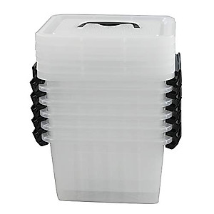 Anbers 3 Quart Small Clear Storage Box with Lid, Set of 6
