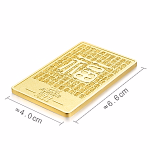 CHOW SANG SANG 999.9 24K Solid Gold Price-by-Weight 100g Gold Ingot for Women 922009 921659 921649 (Felicity (福), Yellow Gold)