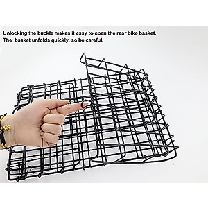 WEEROCK Rear Bike Basket Wire Mesh Detchable Foldable Rear Rack Basket Bike Accessories