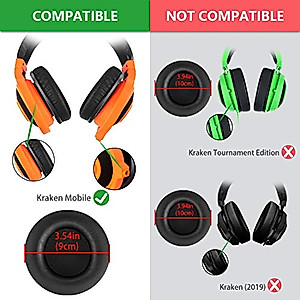 Geekria QuickFit Replacement Ear Pads for Razer Kraken Mobile Headphones Ear Cushions, Headset Earpads, Ear Cups Cover Repair Parts (Black)