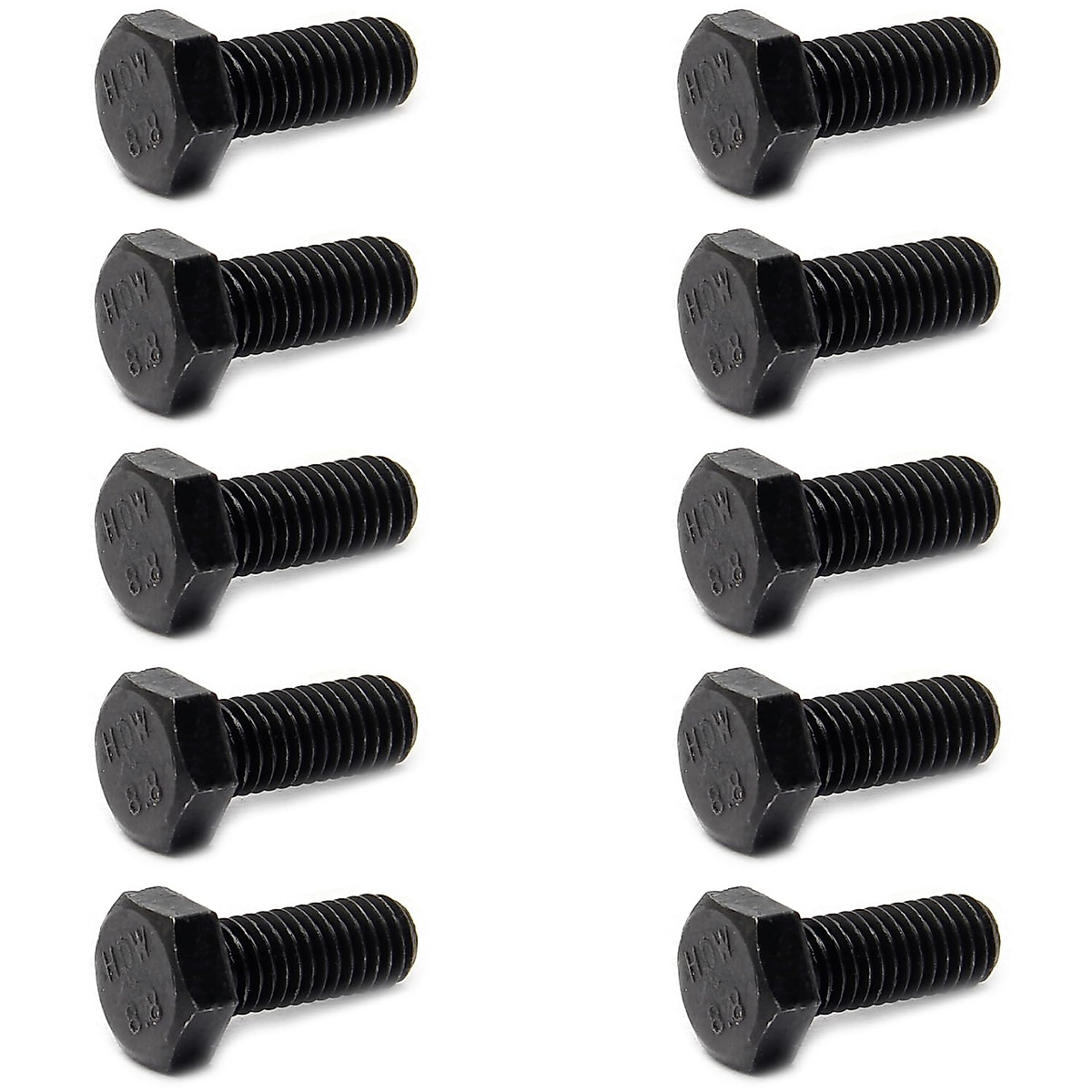 Yinpecly M8 x 20mm Carbon Steel Grade 8.8 External Hex Head Screw Bolts Metric Thread Hexagon Bolts Fastener, 25.5 x 13 x 13mm (Lx W x H) for Machinery Furniture Hardware Black 10pcs