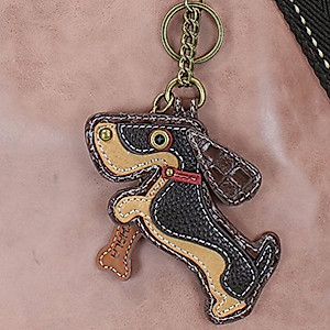 Chala Handbags Dust Rose Shoulder Purse Tote Bag with Dog Key Fob/coin purse (Wiener Dog)