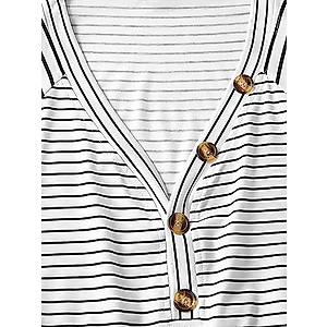 Women Casual Long Sleeve Tunic Dress Cute Button V Neck Swing Babydoll Flowy Tiered Mini Ruffles Dresses Loose Leopard Striped Color Block