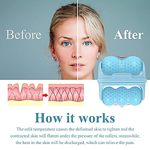 Ice Roller for Face, Ice Face Roller Skin Care Tools, 2 in 1 Face Massager Eye Roller for Puffy Eyes Migraine Relief, Reduce Wrinkles, Relieve Muscle Soreness, Relieve Sunburn and Redness, Blue