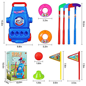 Toyly Toddler Golf Toy Club Set,4 Colorful Golf Sticks,4 Balls and 2 Practice Holes, Sports Toys,Toys Gift for Boys Girls, kids 3 4 5 6 Year Old
