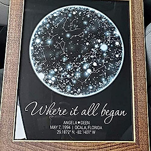 Custom Star Map - Personalized Constellation Map (Print, Multiple Sizes, Night Sky by date Wall Art, Unique Gift - Special Occasion, Wedding Gift, Anniversary Gift, Valentines Day Gift)