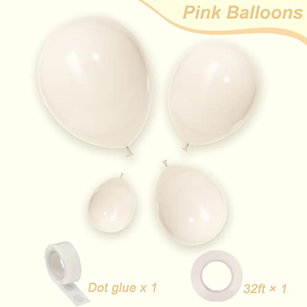 RUBFAC White Sand Balloons Different Sizes 105pcs 5/10/12/18 Inch White Cream Balloon Garland Kit for Wedding Baby Shower Birthday Party Supplies Bridal Shower Decorations