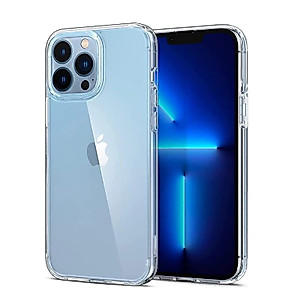 Phone case for iPhone 13 Pro Max 6.7 inches, Non-Yellowing, Crystal Clear, Transparent, Scratch Resistant, Compatible with Wireless Charging, Shock Resistant