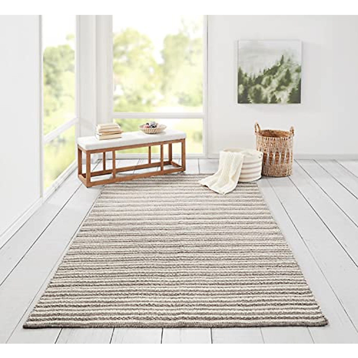 Momeni Rugs Mesa Collection, 100% Wool Hand Woven Flatweave Transitional Area Rug, 2' x 3', Natural Brown