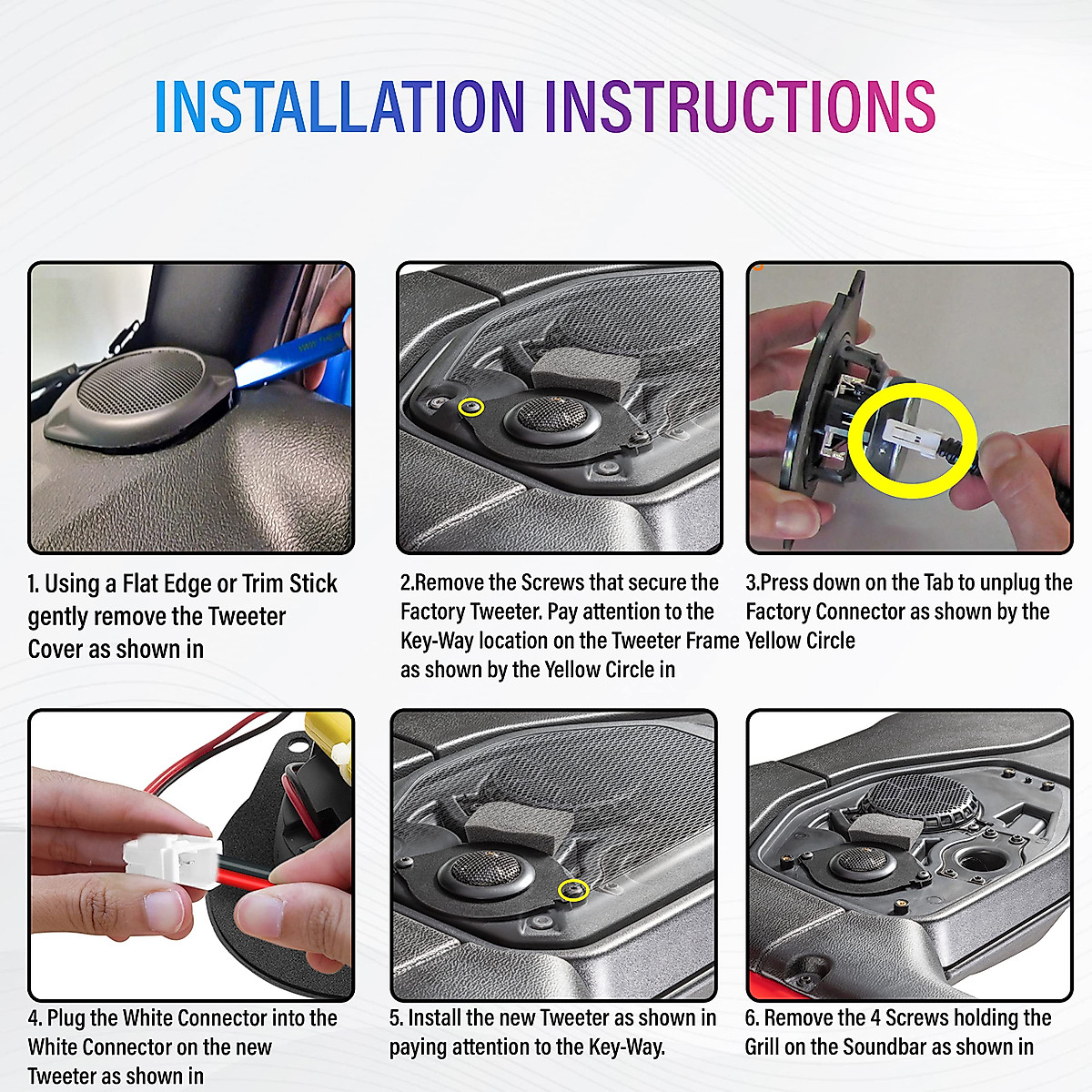 Sunluway JL- (1 Pair) Super Tweeters for 2018-2025 Jeep Wrangler JL & Gladiator JT