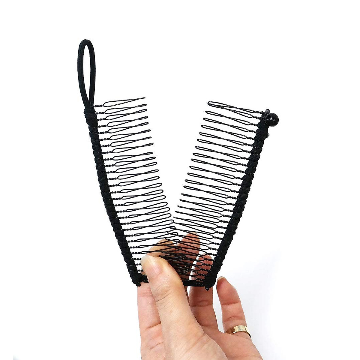 GETAGOTA 2 Pieces Banana Clips Comb Hair for Thick Hair for Women Adjustable Stretch Ponytail Holder Accessory Double Combs Thick Curly Heavy Hair Grip Styling Maker Tool Clip Clincher for Girls and Womens (black_2p)
