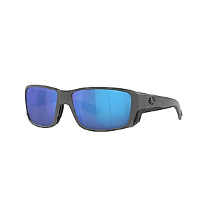 Costa Del Mar Mens Tuna Alley Pro Rectangular Sunglasses, Grey/Polarized Blue Mirrored 580G, 60 mm